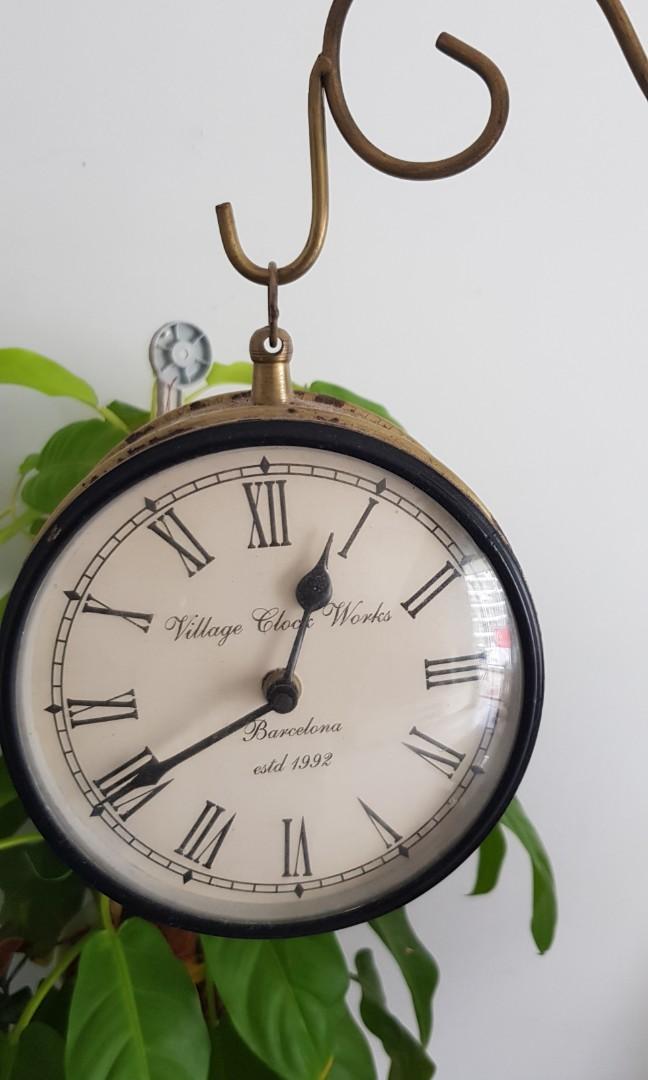 Antique finish two sided clock, Furniture & Home Living, Home Decor ...