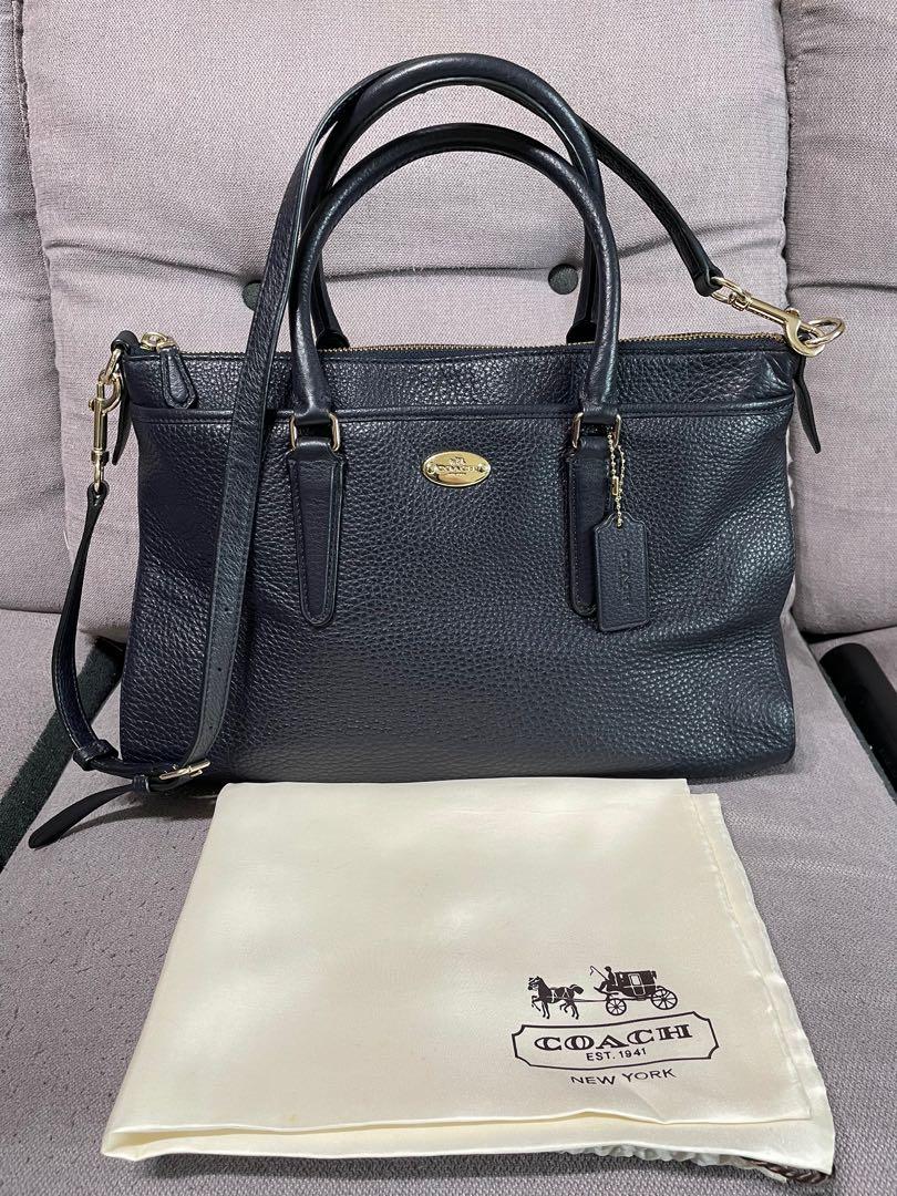 Authentic Coach Two-Way Bag in Navy, Women's Fashion, Bags & Wallets ...