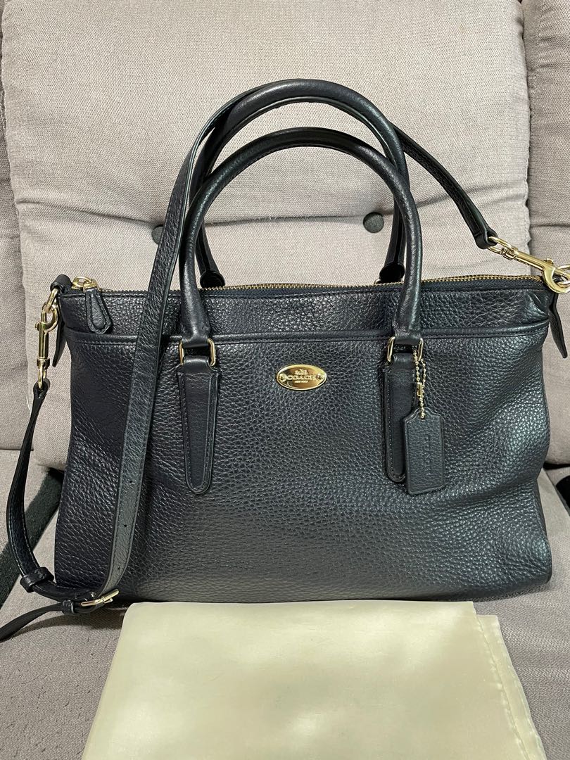 Authentic Coach Two-Way Bag in Navy, Women's Fashion, Bags & Wallets ...