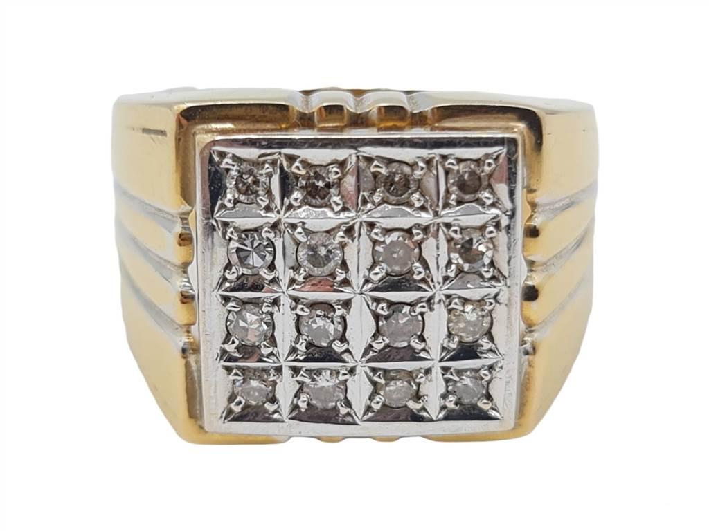 AUTHENTIC MEN’S DOMINO RING 14K YELLOW AND WHITE GOLD WITH DIAMONDS ...