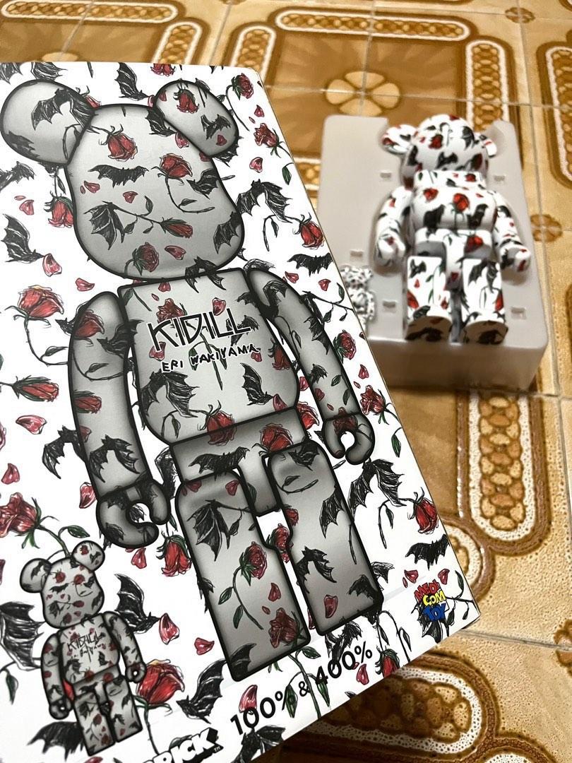 Bearbrick x Kidill x Eri Wakiyama Bat & Rose White 400% + 100%, Hobbies ...