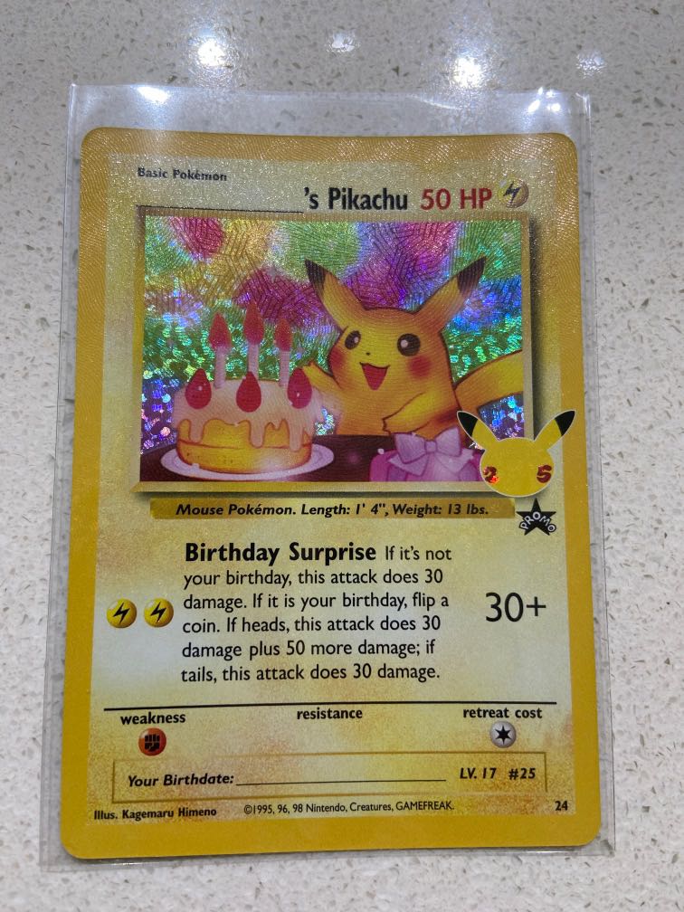 Birthday Pikachu 25th Anniversary TGC pokemon card, Hobbies & Toys ...