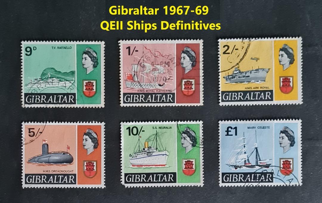 British Commonwealth Stamps : Gibraltar 1967-69 QEII Ships Definitive ...