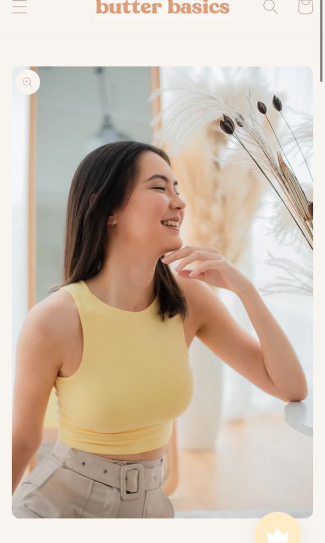 ButterBasics riley crop racer top butter yellow, Women's Fashion, Tops ...