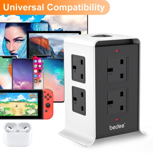 [C2693] Tower Extension Lead Multi Plug Socket Power Strip 8 Way AC ...