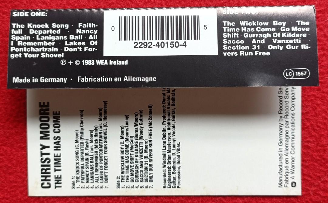 Christy Moore THE TIME HAS COME Cassette Tape, Hobbies & Toys, Music & Media, CDs & DVDs on ...