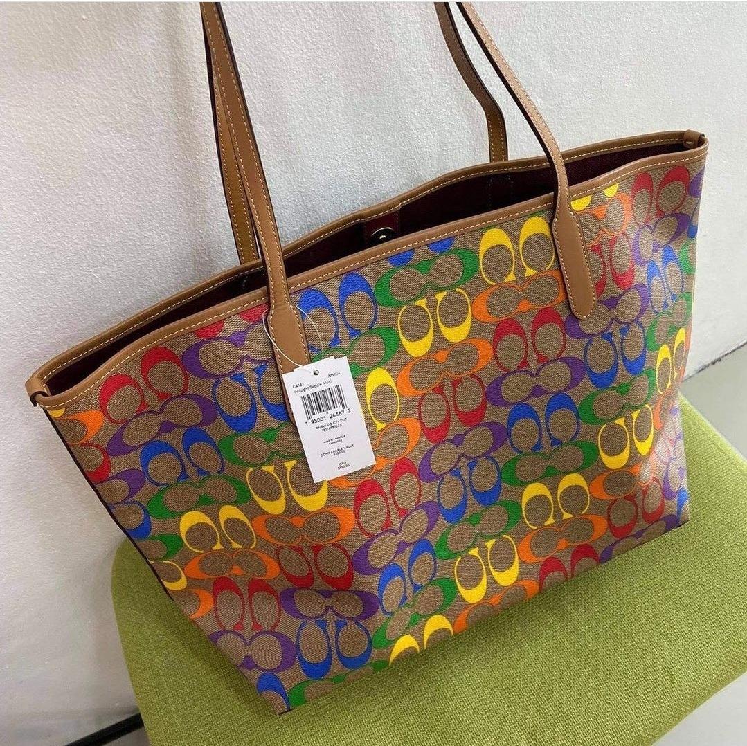Coach C4181 City Tote In Rainbow Signature Canvas - Multicolor, Women's Fashion, Bags & Wallets ...
