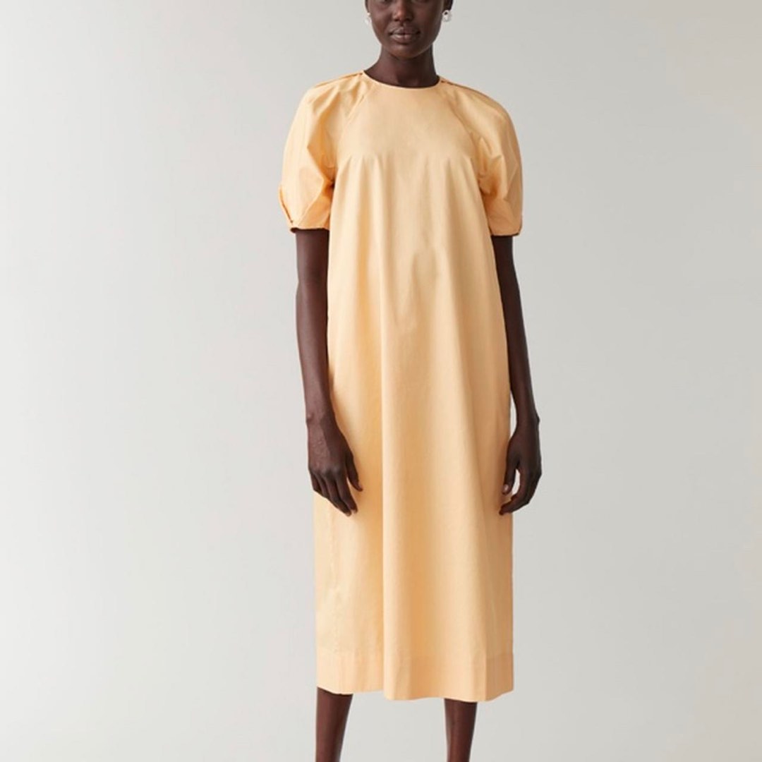 COS yellow puff sleeve shift dress, Women's Fashion, Dresses & Sets ...