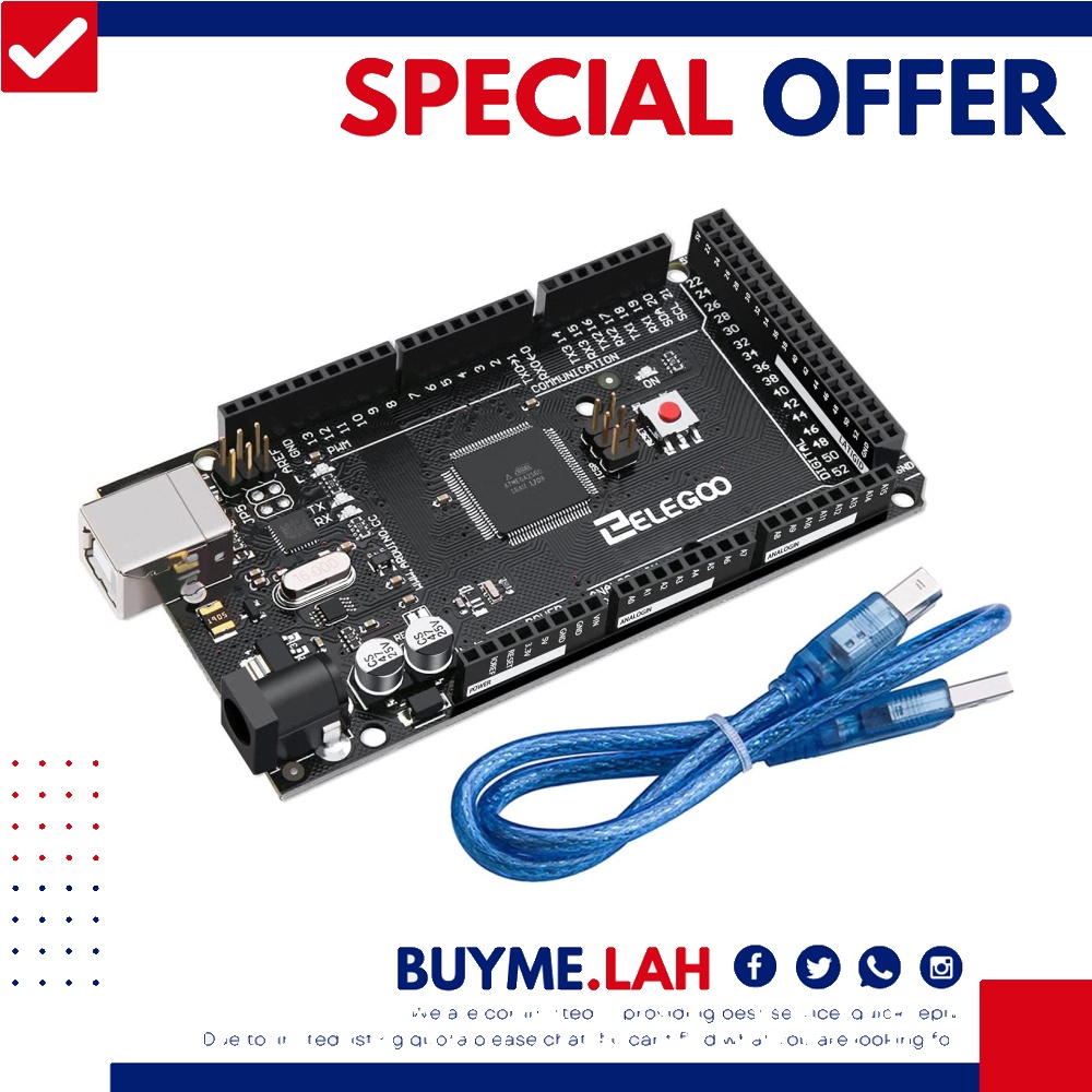 ELEGOO MEGA 2560 R3 Board ATmega2560 ATMEGA16U2 + USB Cable Compatible ...