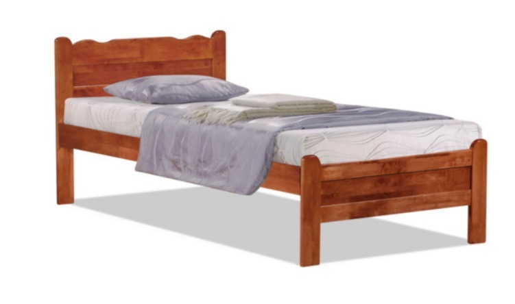 Franzer Wooden Bed Frame Single Size (Cherry) and mattress, Furniture ...