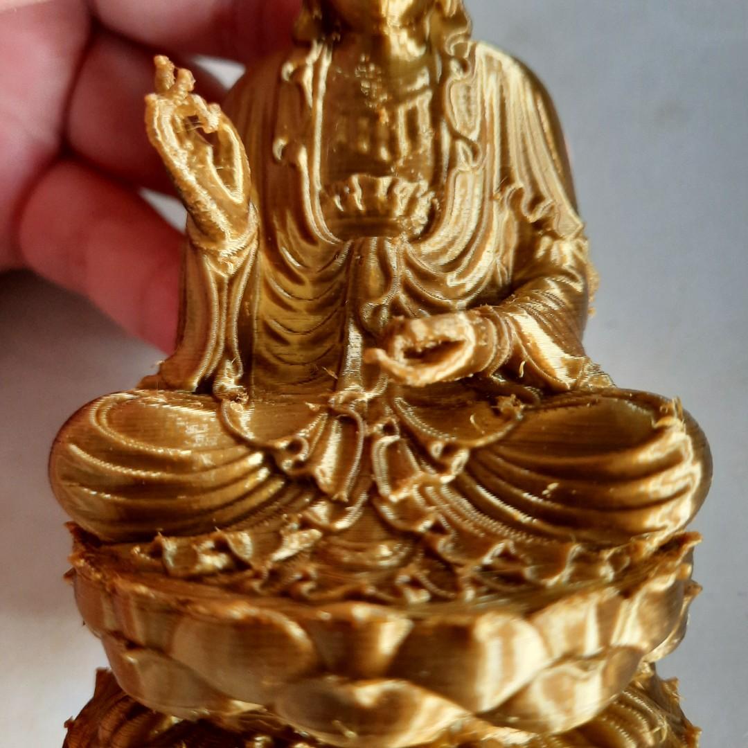 Guan Yin 3D printed statue figurine gold chinese buddhist goddess of ...