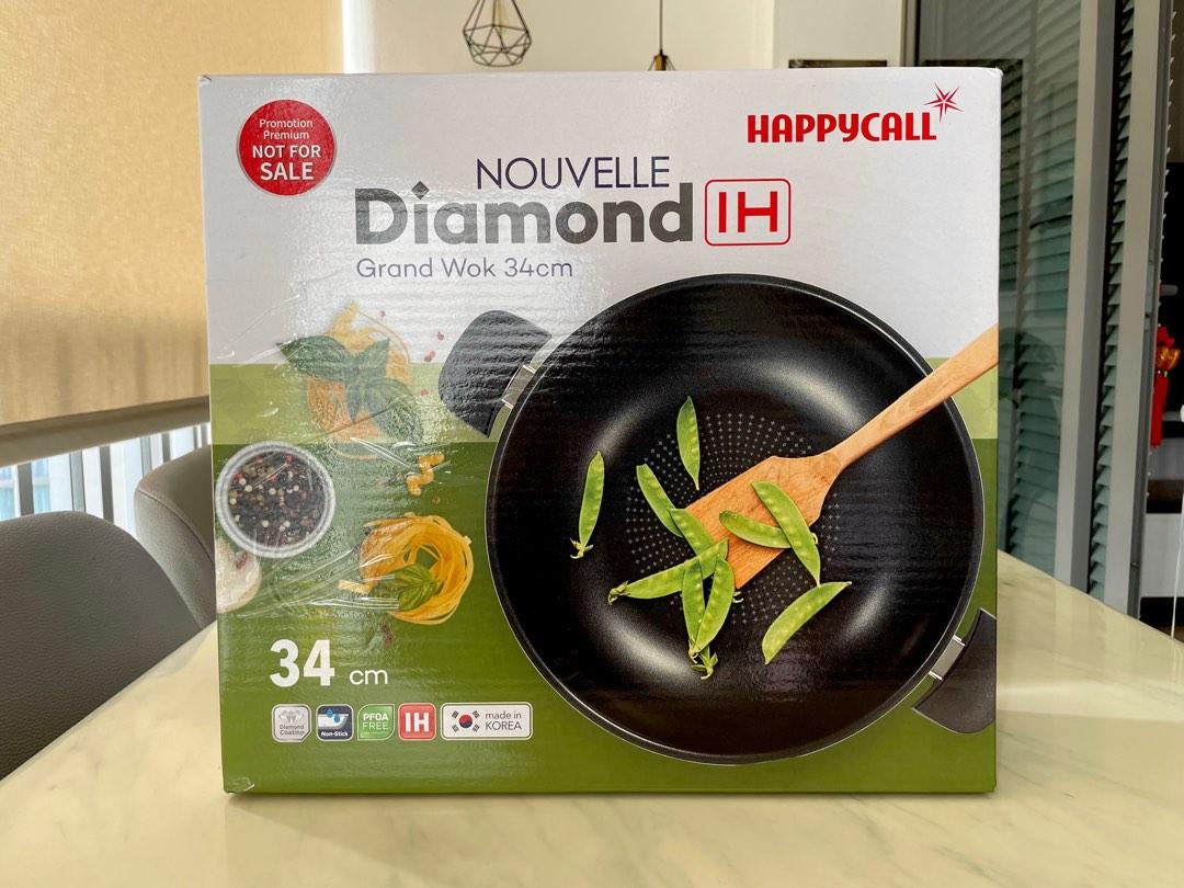HappyCALL Nouvelle Diamond IH Grand Wok 34cm, Furniture & Home Living, Kitchenware & Tableware ...