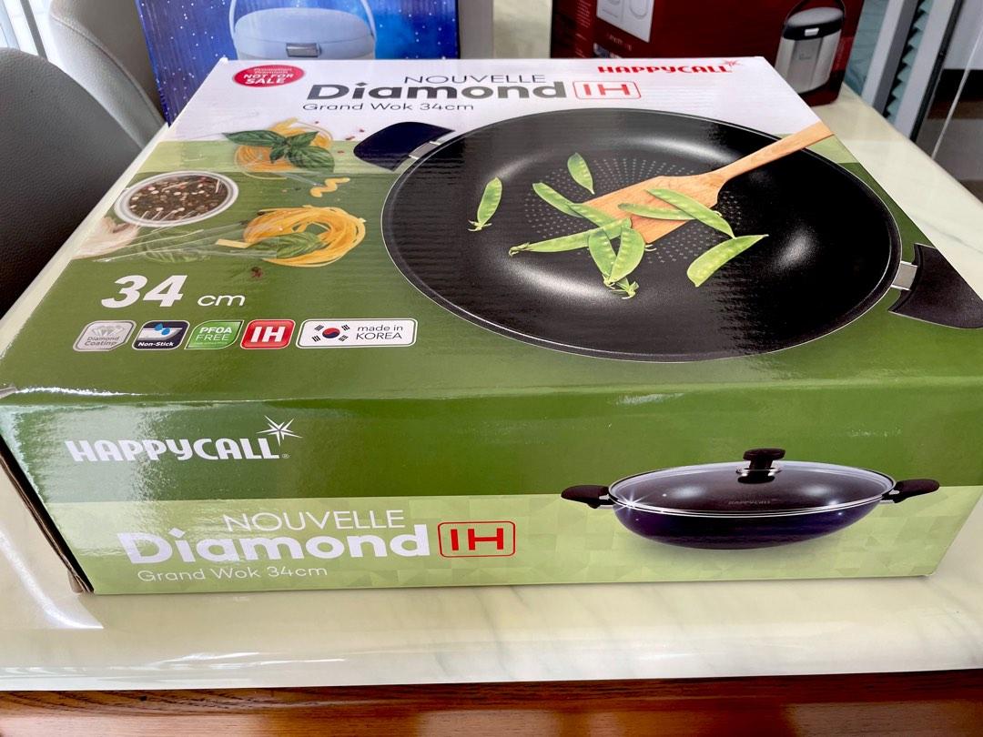 HappyCALL Nouvelle Diamond IH Grand Wok 34cm, Furniture & Home Living, Kitchenware & Tableware ...