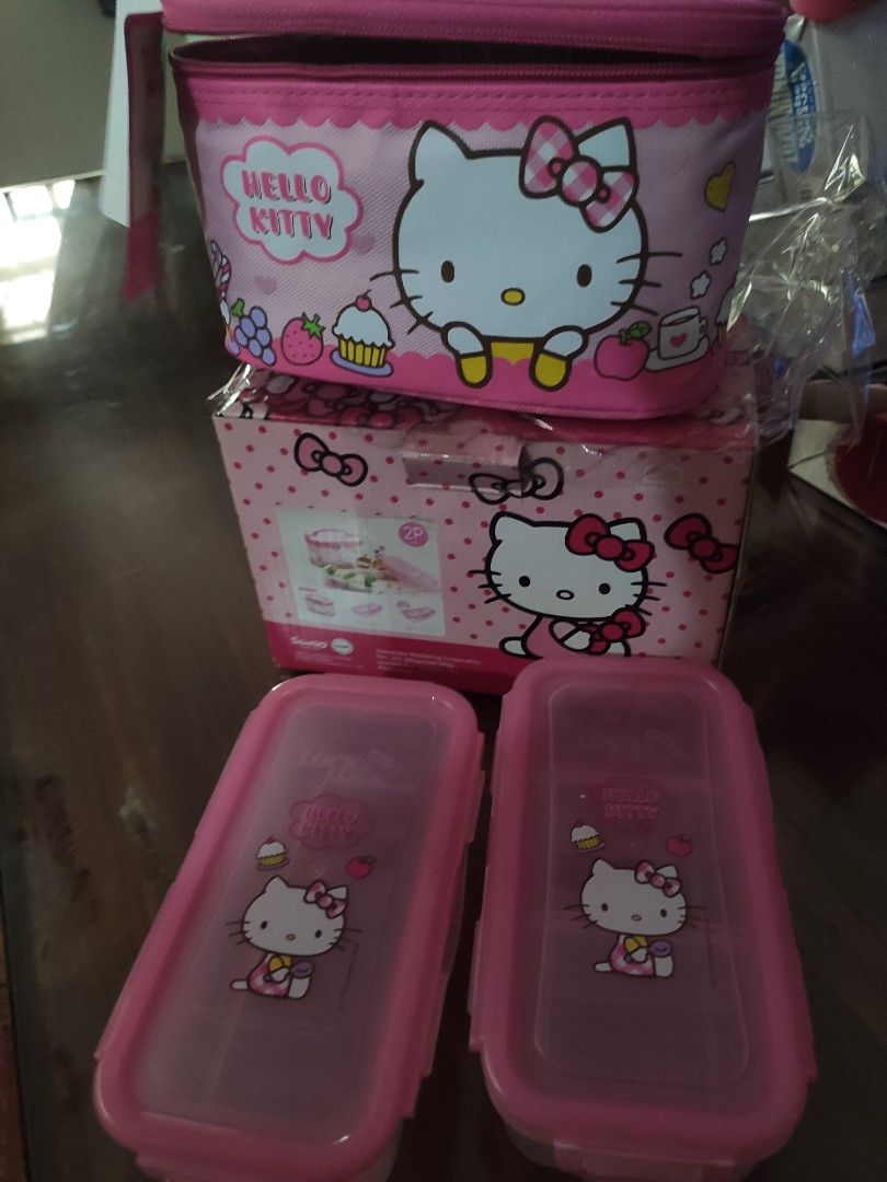 ORIGINAL LOCK&LOCK HELLO KITTY LUNCH BOX SET, Babies & Kids, Going Out ...