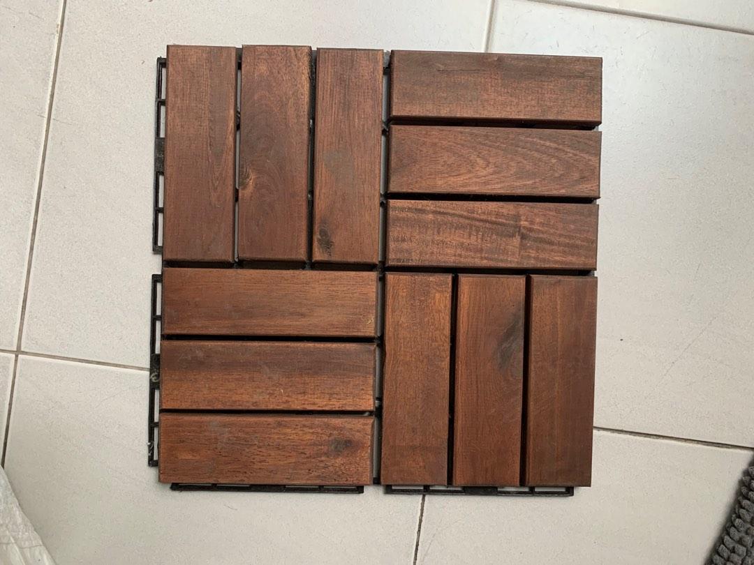 IKEA RUNNEN Floor decking, outdoor, brown stained wooden x 9 ...