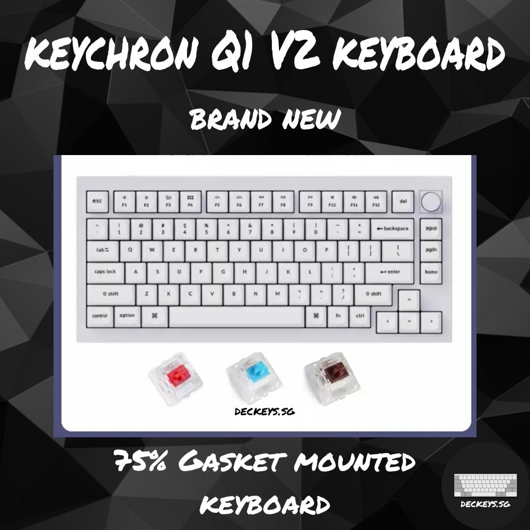 Keychron Q1 V2 White custom mechanical keyboard with keycaps and ...