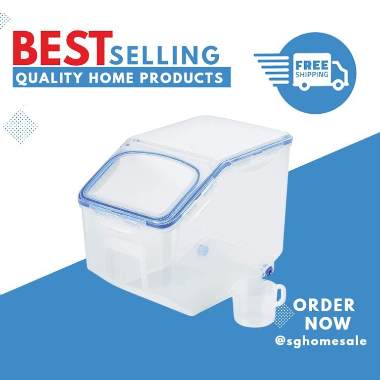Lock & Lock Classic Airtight Rice Case, 12L with Cup (HPL-510) Flip top ...