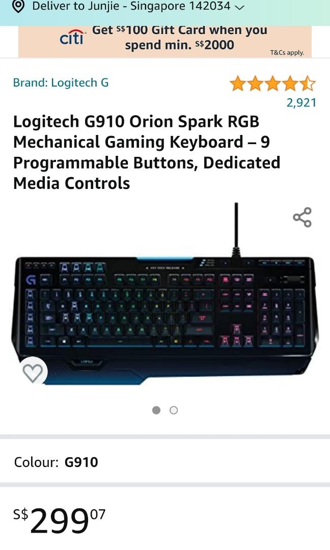 Logitech G910 RGB Mechanical Gaming Keyboard, Computers & Tech, Parts ...