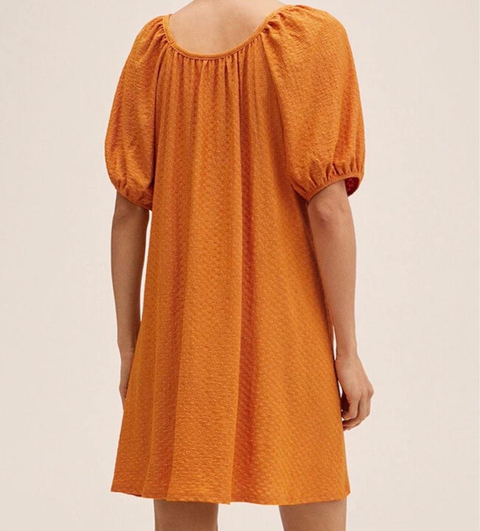 Mango puffed sleeves texture dress, Women's Fashion, Dresses & Sets ...