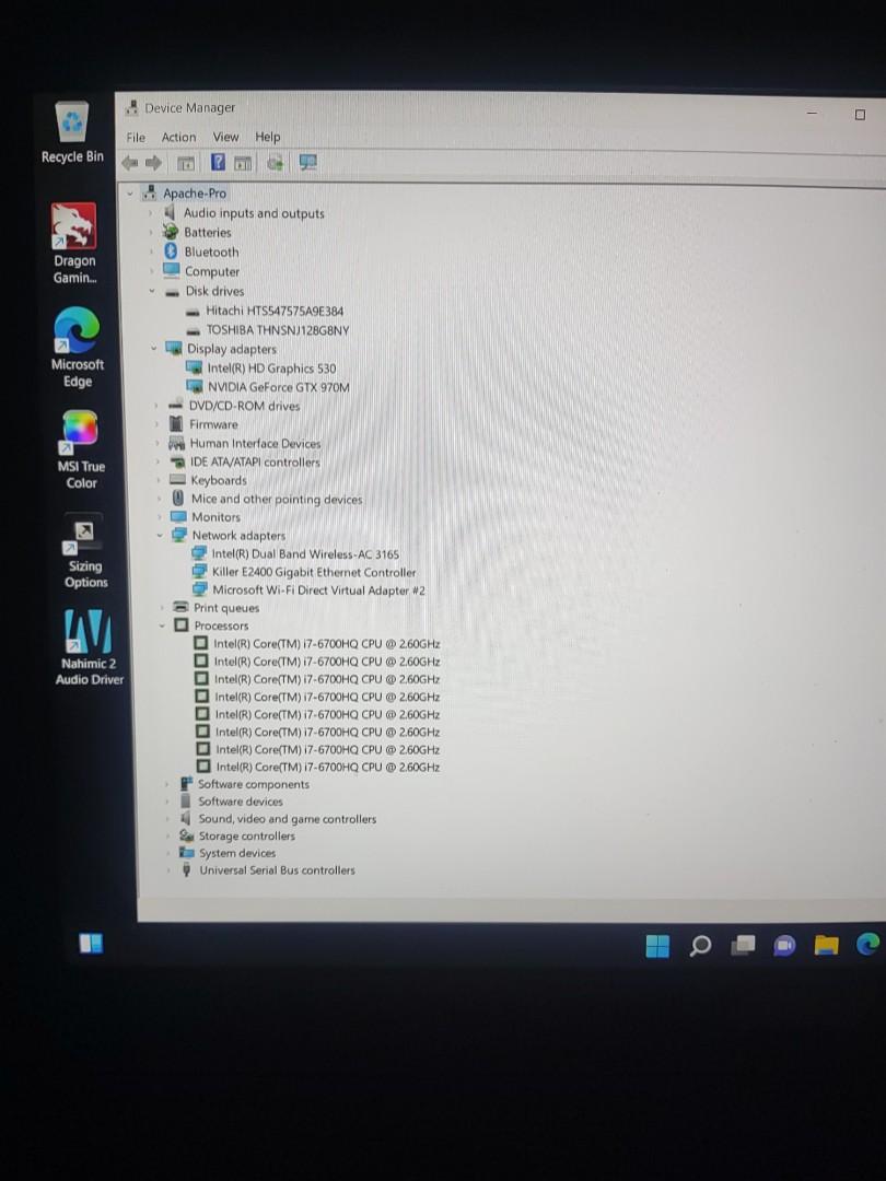 MSI gaming laptop GE62 6QF Apache Pro I7-6700HQ Processor 8gb ram ...