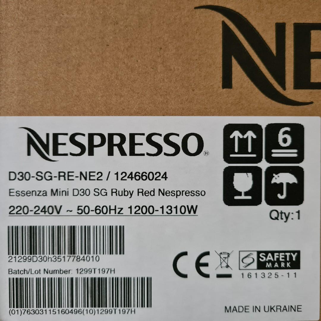 Nespresso Essenza Mini D30 SG Ruby Red, TV & Home Appliances, Kitchen ...