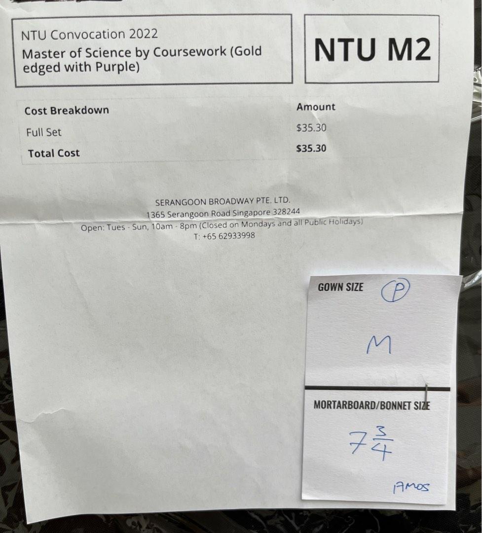 NTU Master of Science Gown Set, Men's Fashion, Coats, Jackets and ...