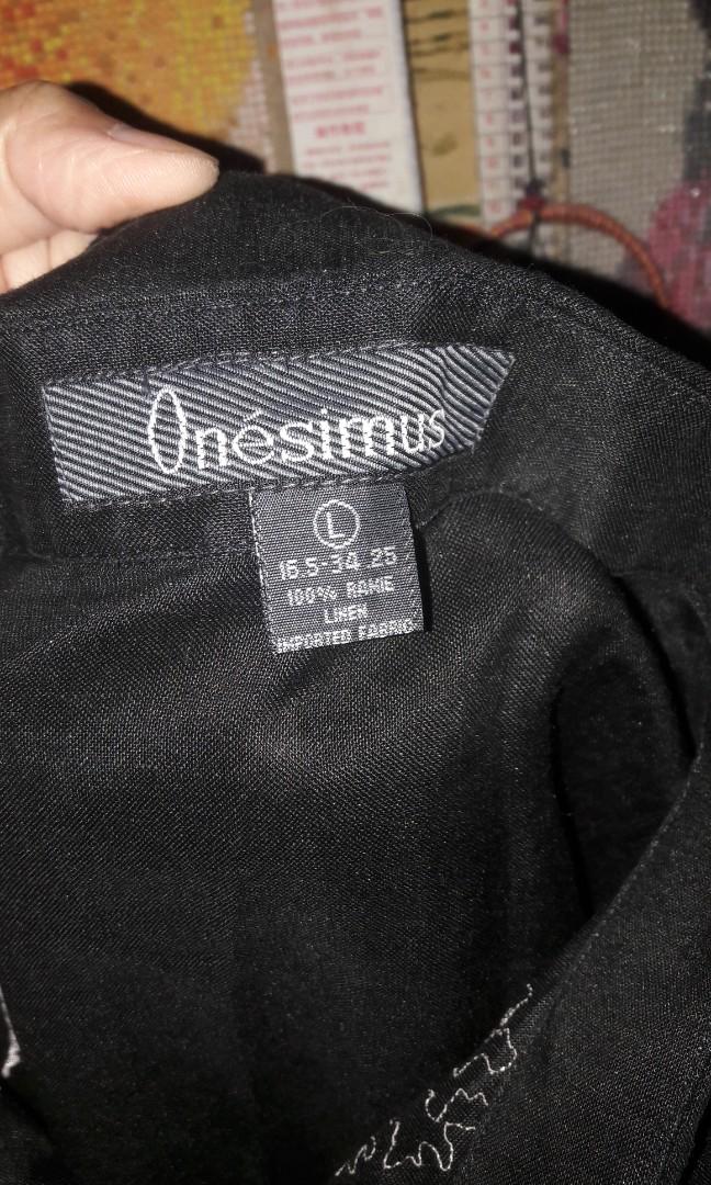 Onesimus black barong tagalog size large, Men's Fashion, Coats, Jackets ...