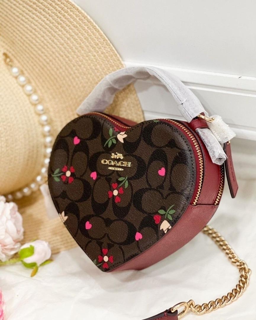 Original Coach Heart Crossbody Bag In Signature Canvas With Heart Petal ...