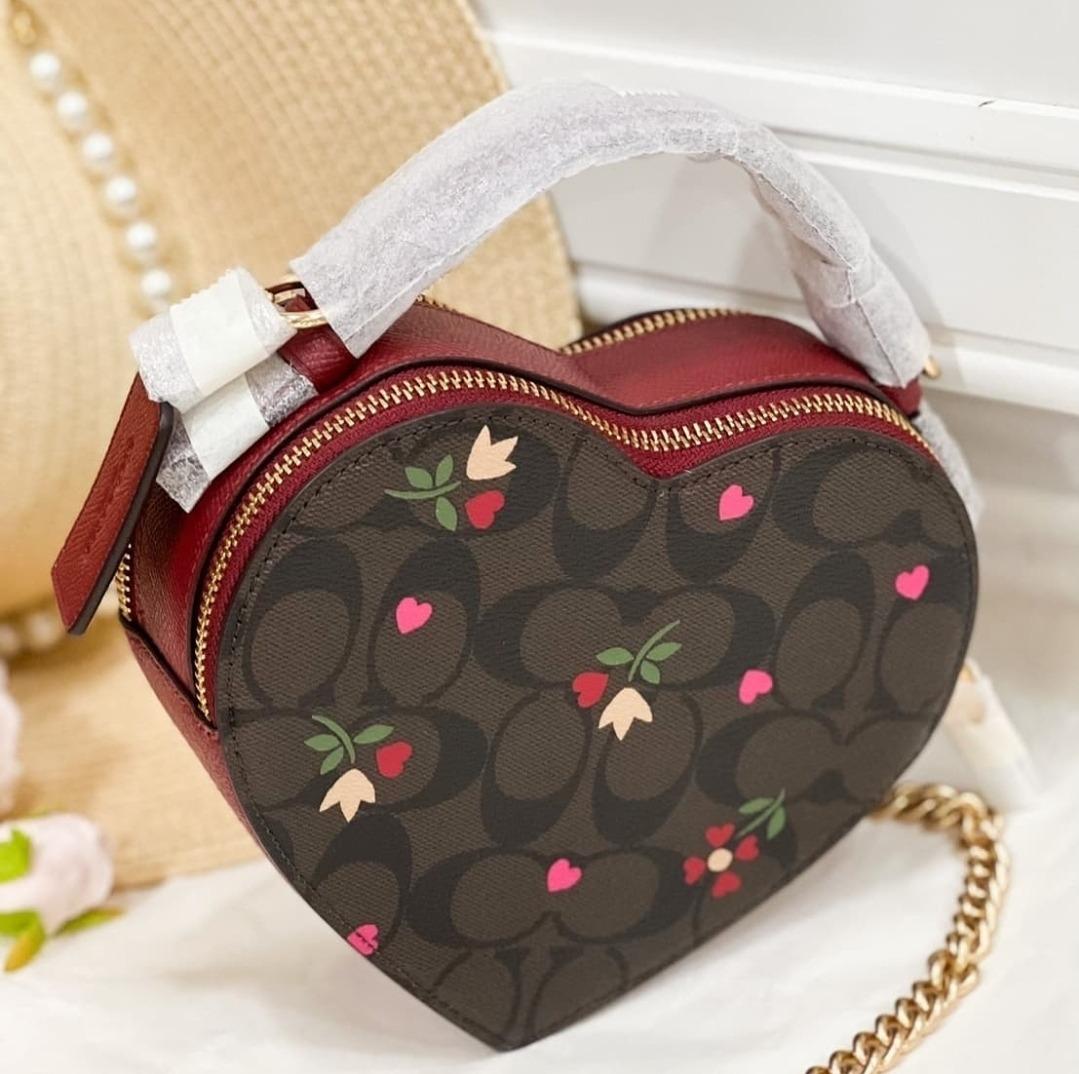 Original Coach Heart Crossbody Bag In Signature Canvas With Heart Petal ...