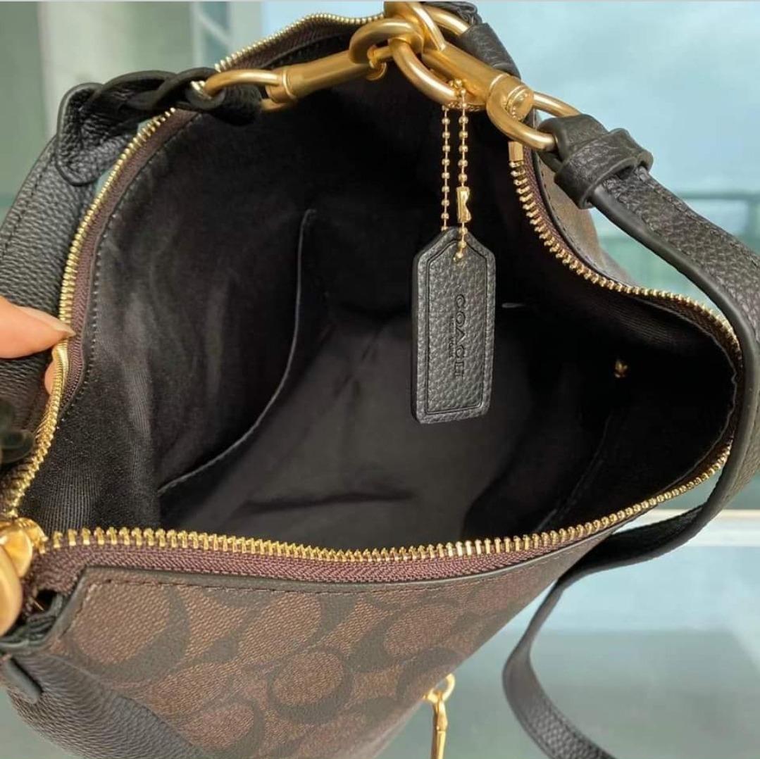 Original Coach Jules Hobo Bag In Signature Canvas C9189 - Khaki/Black ...