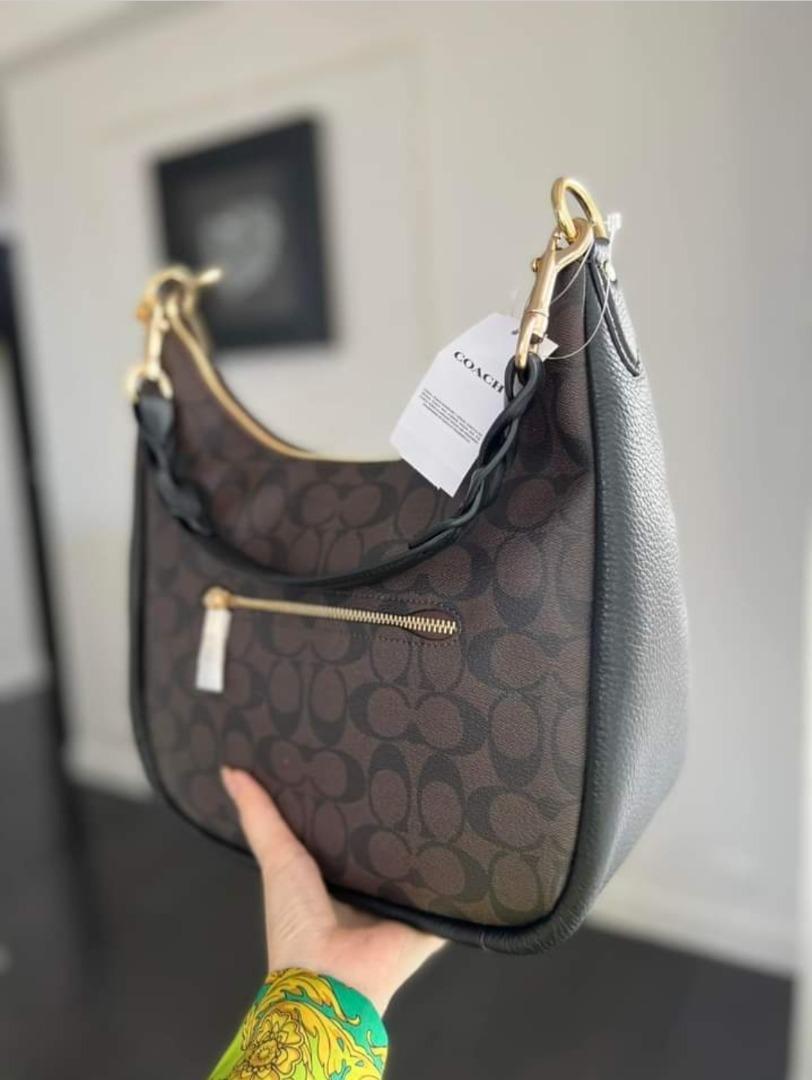 Original Coach Jules Hobo Bag In Signature Canvas C9189 - Khaki/Black ...