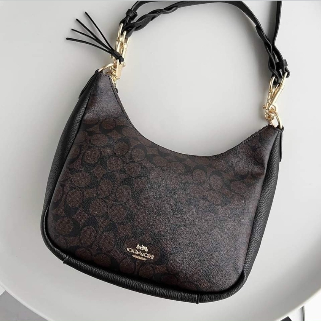 Original Coach Jules Hobo Bag In Signature Canvas C9189 - Khaki/Black ...