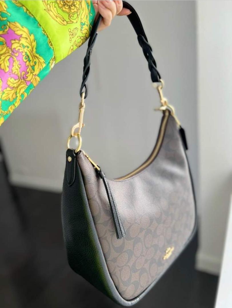 Original Coach Jules Hobo Bag In Signature Canvas C9189 - Khaki/Black ...