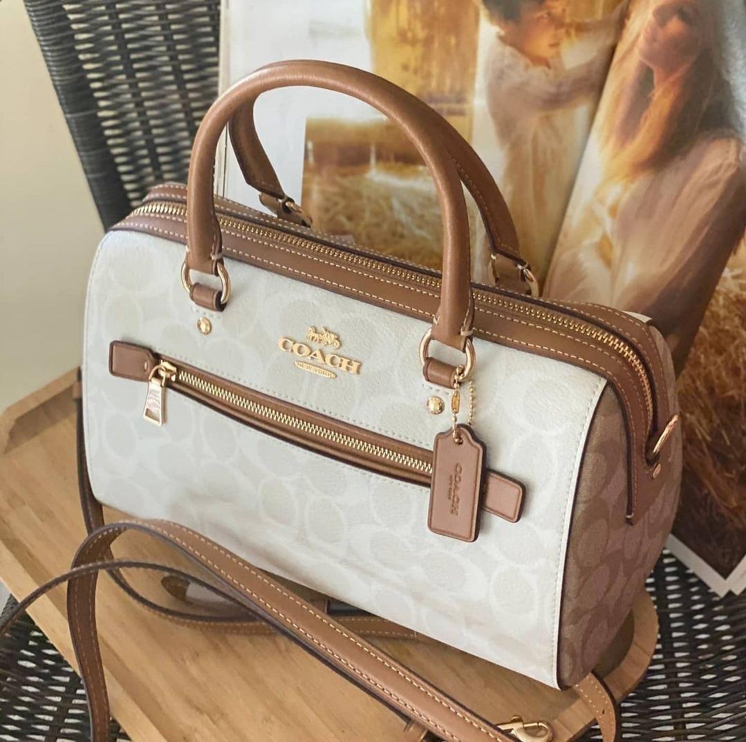 Original Coach Rowan Satchel In Blocked Signature Canvas CA149 - Chalk ...