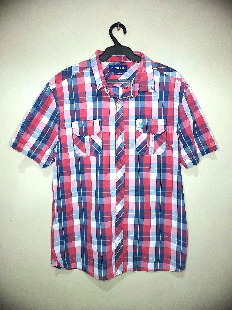 Original U.S. Polo Assoc. Red & Blue Checkered Polo, Men's Fashion ...