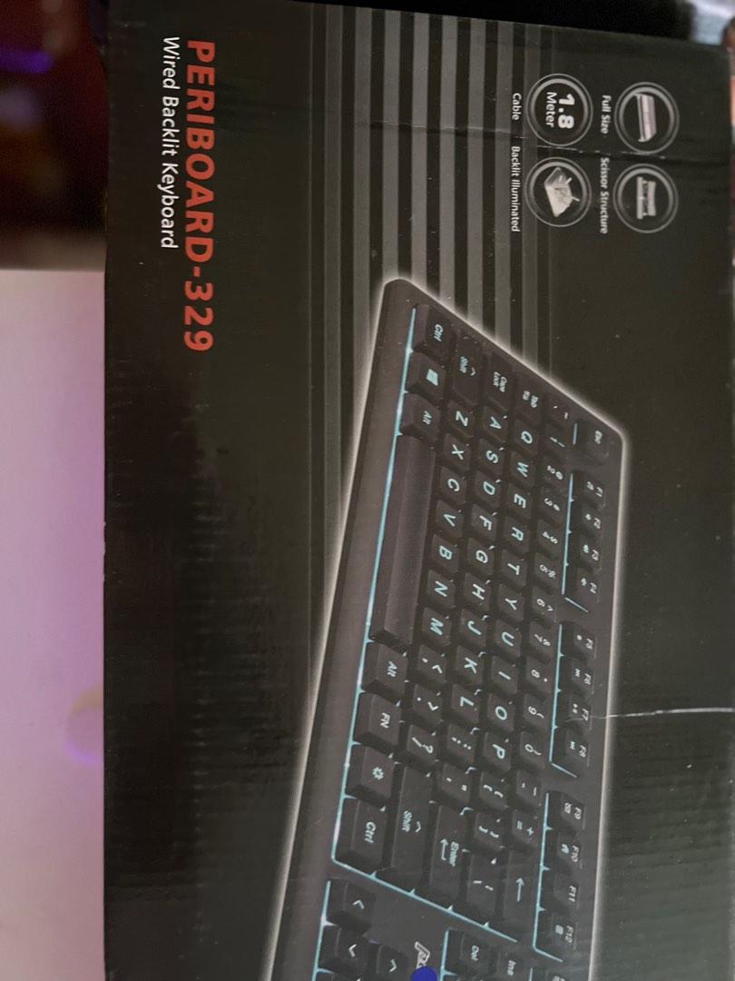 Periboard solid red wired keyboard, Computers & Tech, Parts ...