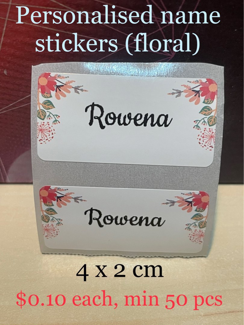 Personalised name stickers (permanent, waterproof, smudge proof, tear ...