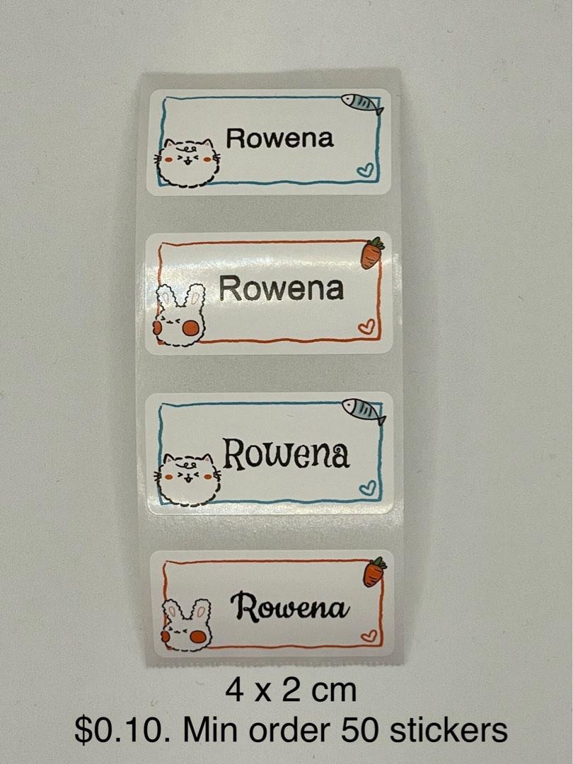 Personalised name stickers (permanent, waterproof, smudge proof, tear ...