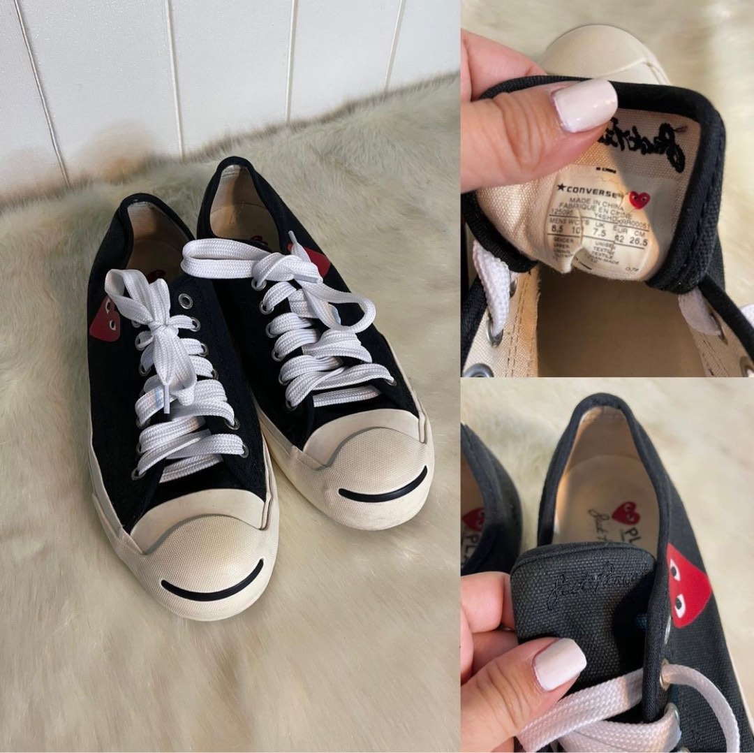 play cdg x converse jack purcell (black), Women's Fashion, Footwear ...