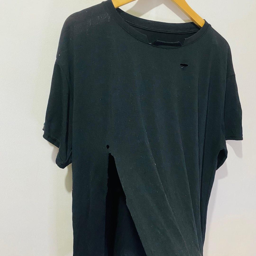 Plus Size Black Tattered Top, Women's Fashion, Tops, Blouses on Carousell