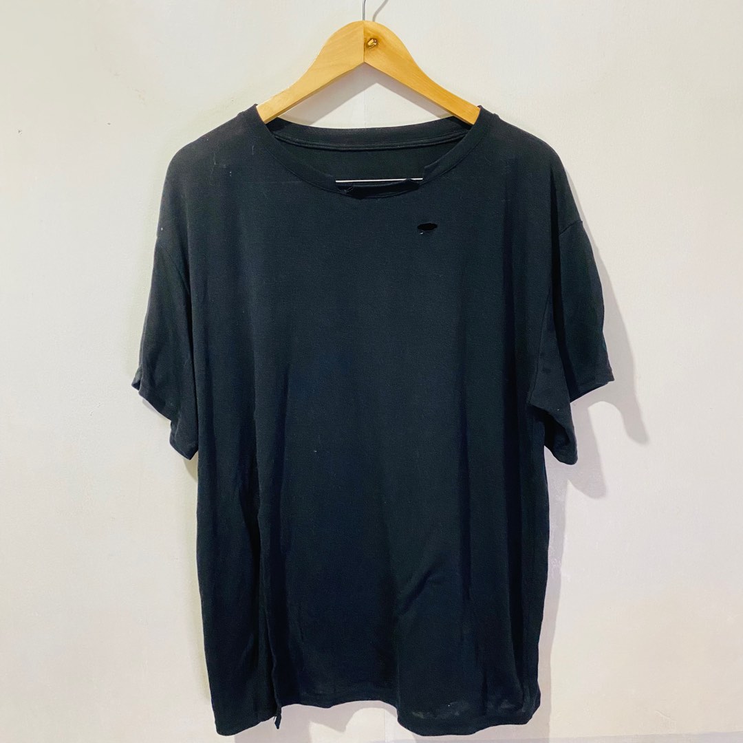 Plus Size Black Tattered Top, Women's Fashion, Tops, Blouses on Carousell