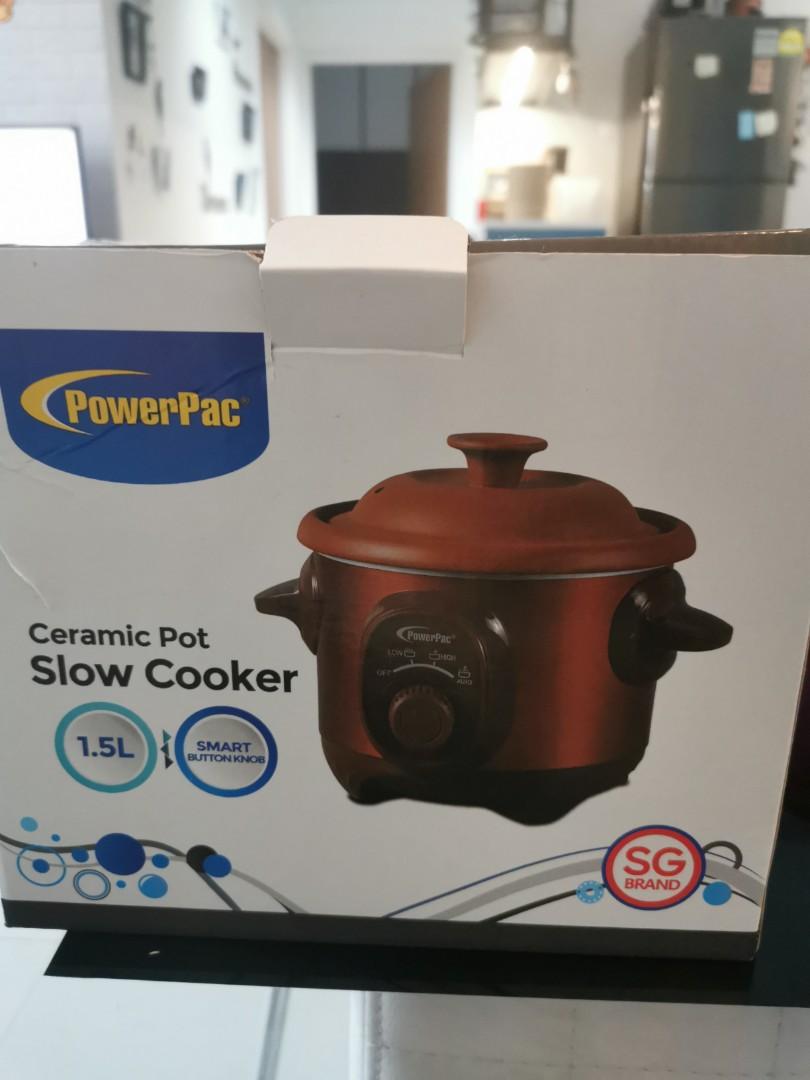 Powerpac ceramic pot slow cooker 1.5L, TV & Home Appliances, Kitchen ...