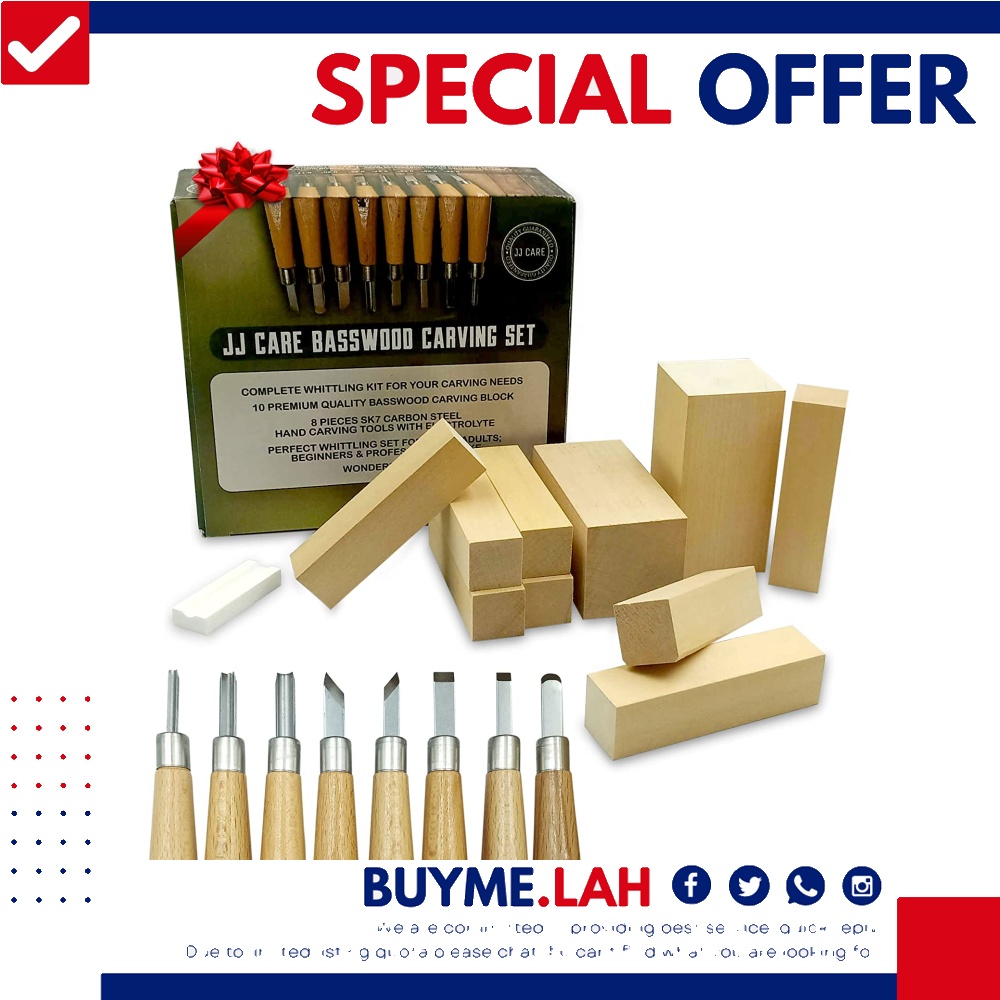 PREMIUM Wood Carving Kit with 8 Piece Wood Carving Tools & 10 Wood ...