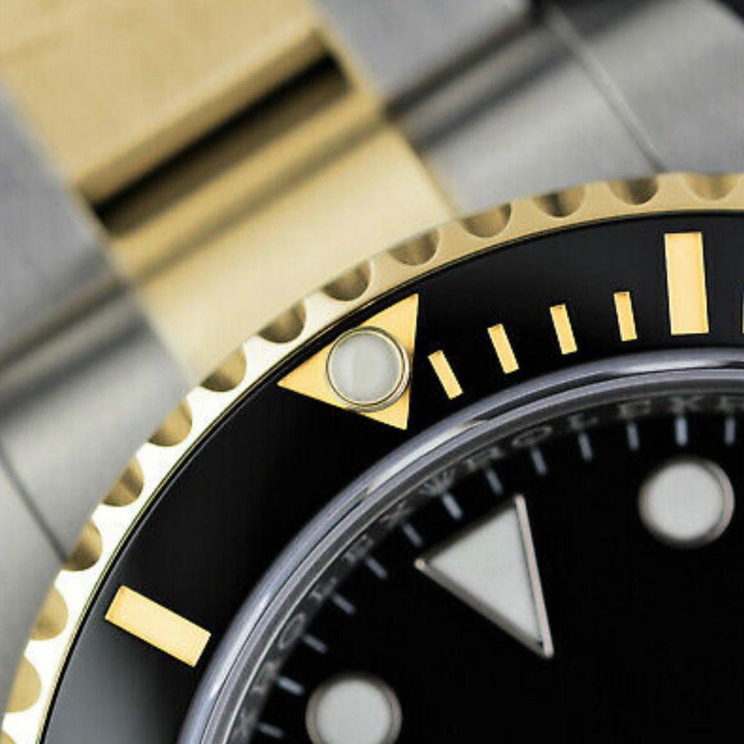 Rolex Seiko bezel insert silver gold rim lume dot luminous illuminated ...