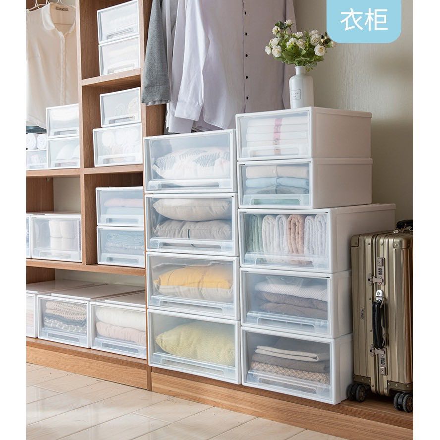 Stackable chest storage transparent PP box , Furniture & Home Living ...