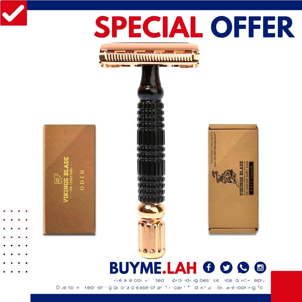 VIKINGS BLADE The Chieftain 'ODIN' Safety Razor, Obsidian Black & Rose ...