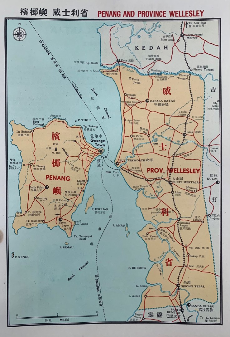 Vintage Penang and Province Wellesley Map RM18, post add RM7, Hobbies ...