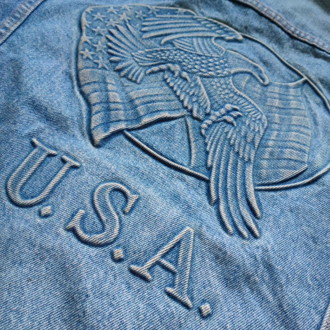 VINTAGE RARE 90's TYCA MADE IN USA | Denim Jacket Embossed Eagle, Men's ...