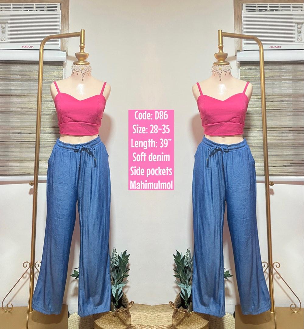 Wide leg baggy trouser string tie ribbon square pants, Women's Fashion ...