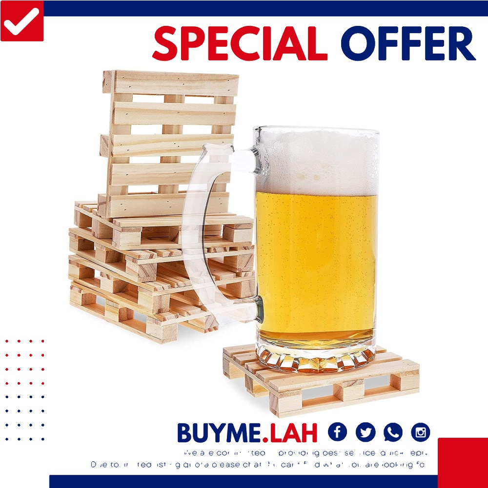 Wooden Mini Pallet Coaster Set for Hot and Cold Beverages Drinks (6 ...